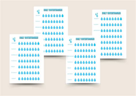 Hydration Tracker Printable Daily Water Intake Tracker Weekly Water