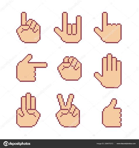 Pixel Arte Vector Cursor Manos Gestos Conjunto vector gráfico