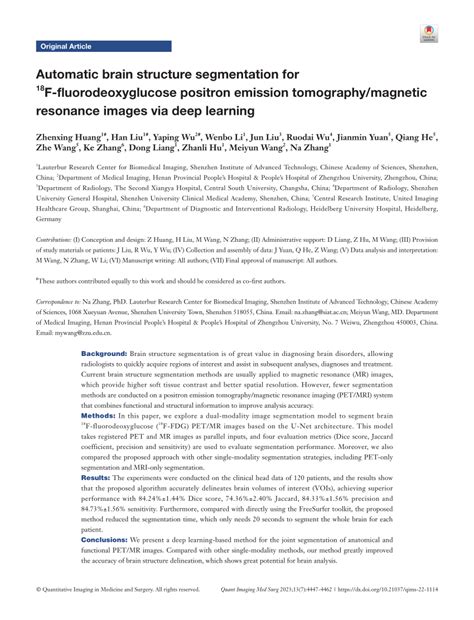 Pdf Automatic Brain Structure Segmentation For 18f Fluorodeoxyglucose