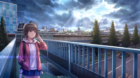 Anime Anime Girls Original Characters Brunette Short Hair Looking
