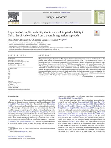 Impacts Of Oil Implied Volatility Shocks On Stock Implied Volatility In