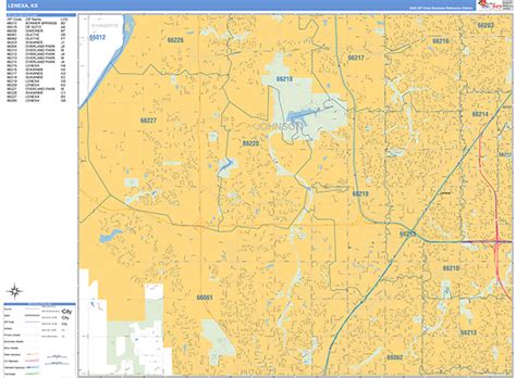 Lenexa Kansas Zip Code Wall Map Basic Style By Marketmaps Mapsales