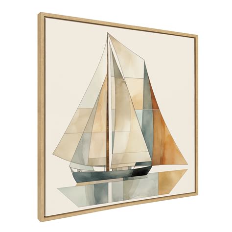 Kate And Laurel Sylvie Mid Century Modern Geometric Sailboat Framed