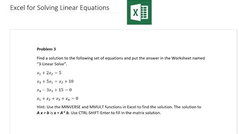 Solve Linear Equations with Excel - YouTube