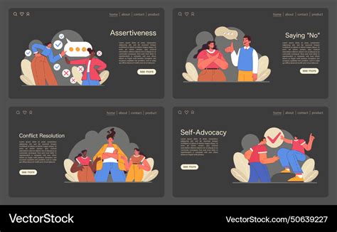 Assertiveness Set Flat Royalty Free Vector Image
