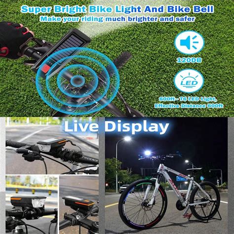 Solar Powered Bicycle Horn Light With T6 Brightness Led Front Light Usb Rechargeable High
