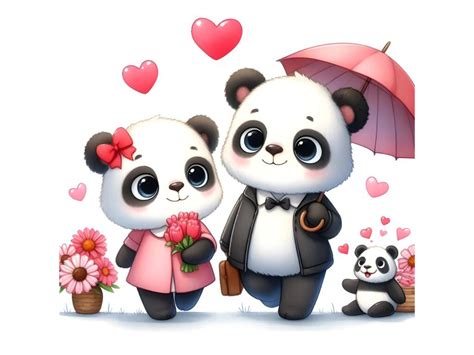 Cute Panda Couple Graphic By Ai Illustration And Graphics · Creative