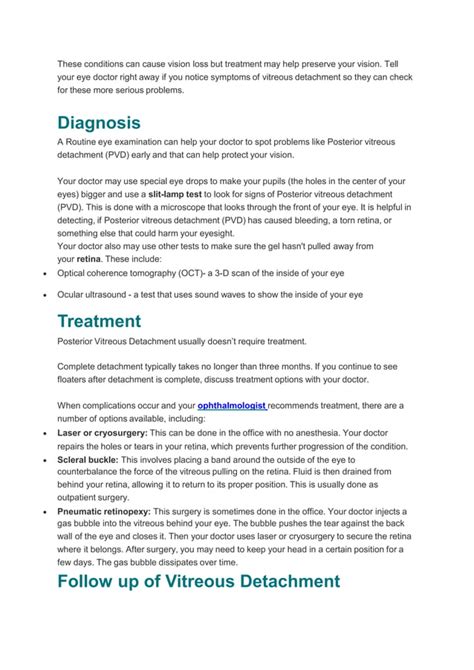 Posterior Vitreous Detachment Treatment Pptx