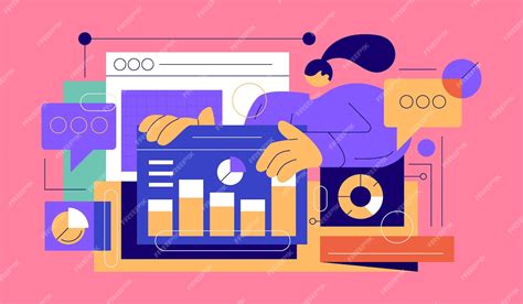Premium Vector Data Analysis Illustration With Charts Colorful Data
