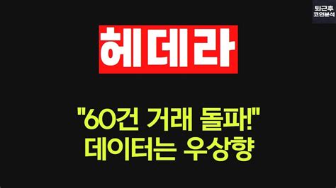 헤데라 코인 60건 거래 돌파 데이터는 우상향 헤데라분석 헤데라코인 헤데라코인전망 헤데라 Youtube