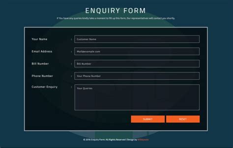 Enquiry Form Flat Responsive Widget Template