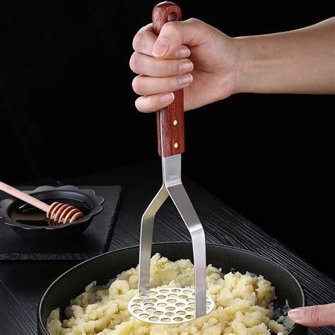 Stainless Steel Heavy Duty Potato Masher With Wooden Handle Etsy