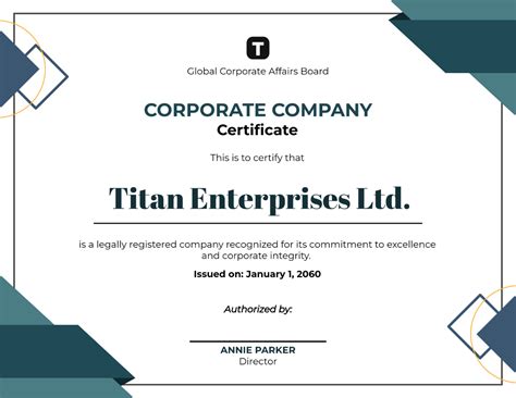 Free Corporate Company Certificate Template To Edit Online