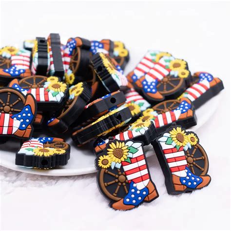 Patriotic Boots Silicone Focal Bead Accessory The Bumblebead Company
