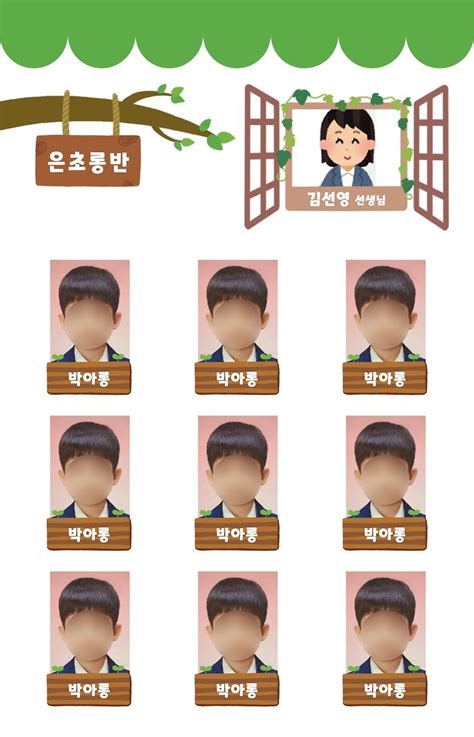 어린이집 학급 명단표 도안 새학기 평가인증 환경구성pptx