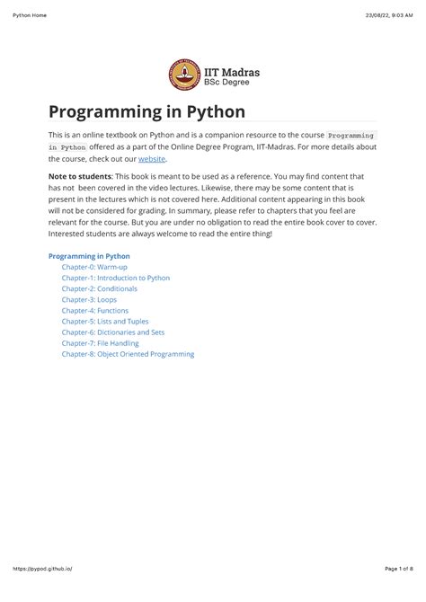 Python Home ITMadras BScDegree Studocu
