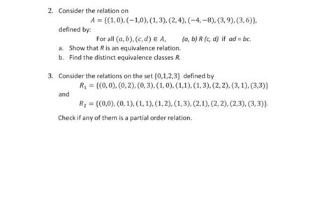solved 2 consider the relation on a { 1 0 1 0 1 3