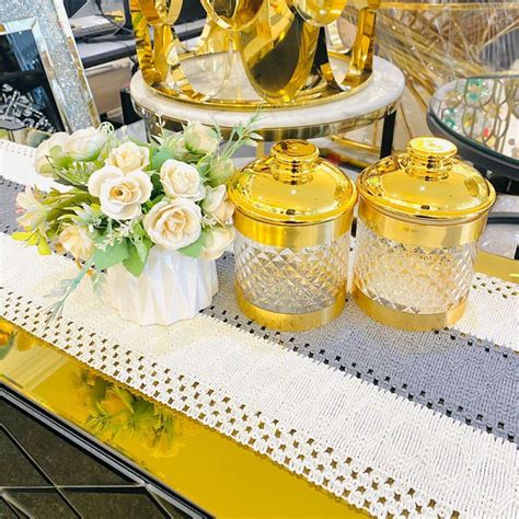 Acrylic Tray Airtight Round Canister Gold Balang Bekas Kedap Udara