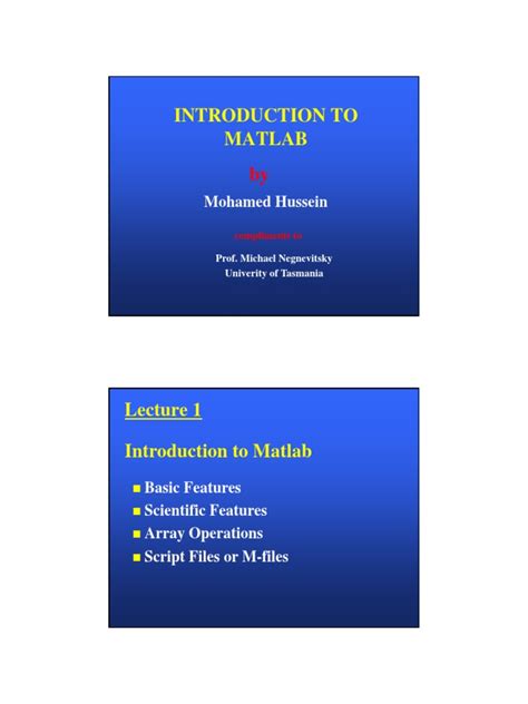An Introduction To The Fundamental Features And Capabilities Of Matlab