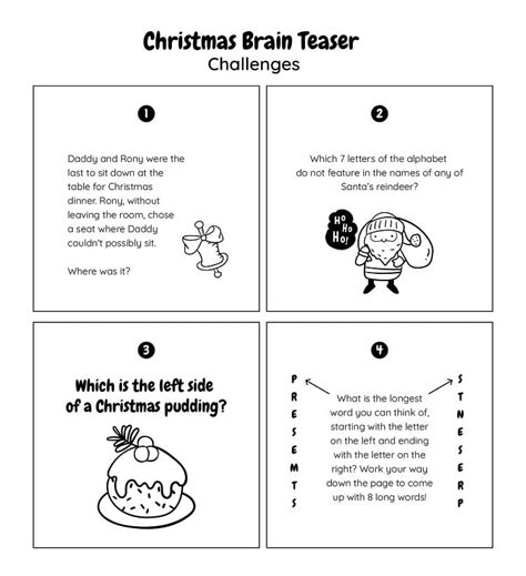 Printable Christmas Brain Teasers Free Download And Print For You