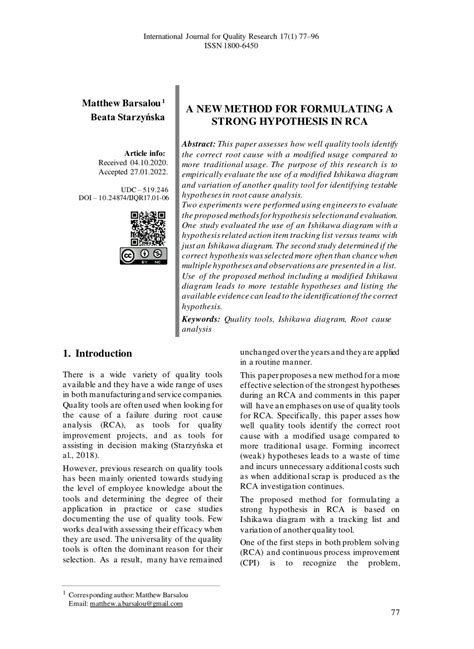 PDF A NEW METHOD FOR FORMULATING A STRONG HYPOTHESIS IN RCA