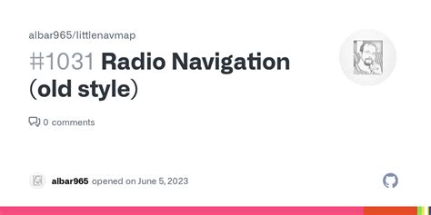 Radio Navigation Old Style · Issue 1031 · Albar965littlenavmap · Github