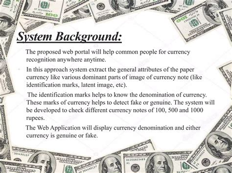 currency recognition system using image processing pptx