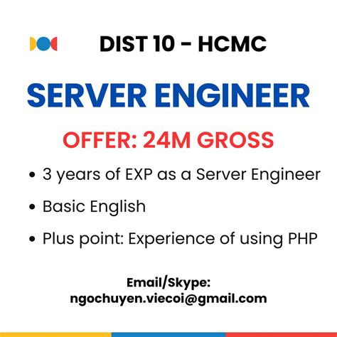 Ngọc Huyền On Linkedin 📣 Dist 10 Hcmc Server Engineer 3 Years Of