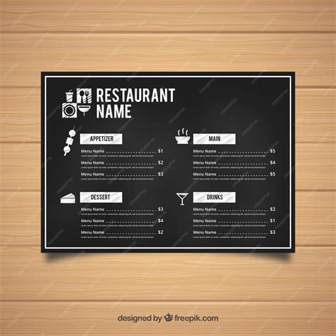 Menu Du Restaurant Noir Et Blanc Vecteur Gratuite