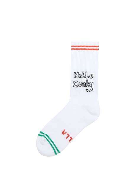 Hello Cunty Socks White One Size Bella Freud