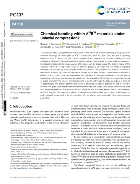 Pdf Chemical Bonding Within Aiiibvi Materials Under Uniaxial Compression