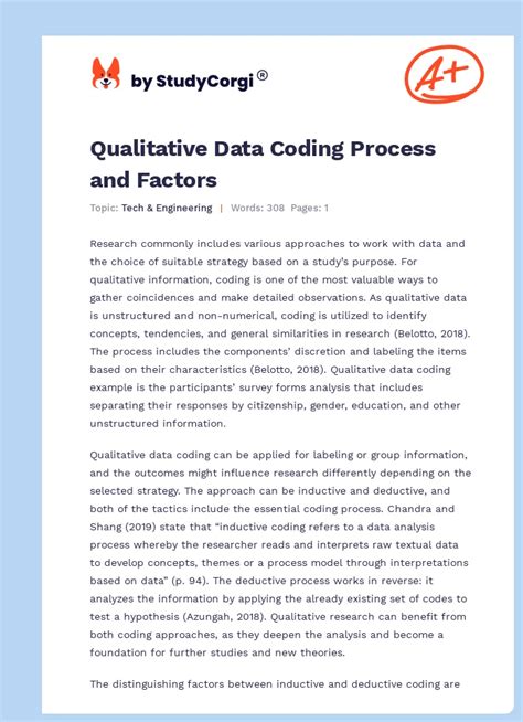 Qualitative Data Coding Process And Factors Free Essay Example