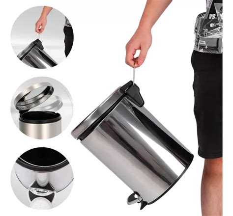Lixeira Inox Pedal Banheiro Cozinha Escritório Balde MercadoLivre