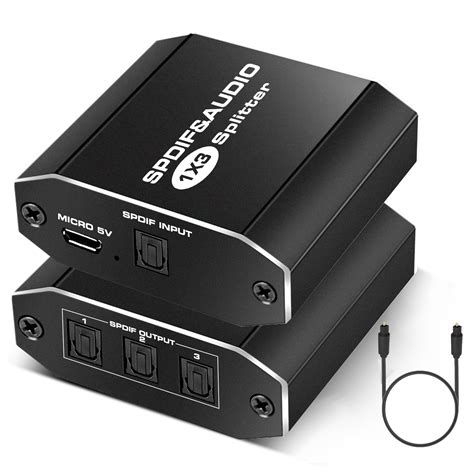 Digital Optical Audio Splitter With Optical Fiber Cable Koopman