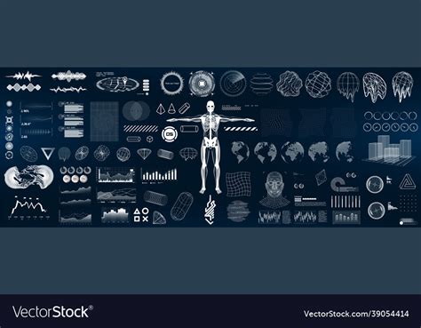 hud elements interface for gui ui ux design vector image