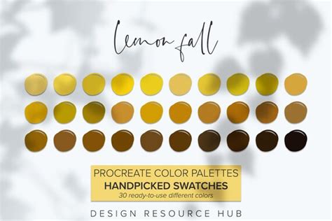 Procreate Color Palette Lemon Fall Graphic Design Resource Etsy