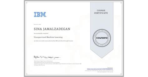 Sina Jamalzadegan On Linkedin Completion Certificate For Unsupervised Machine Learning