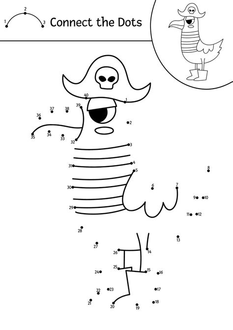 Premium Vector Vector Dottodot And Color Activity With Cute Pirate