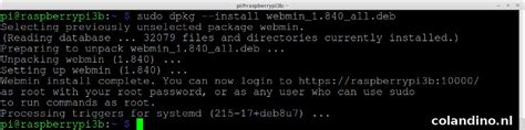 Install Webmin Raspberry Pi B Colani S Pi Arduino Home Domotica