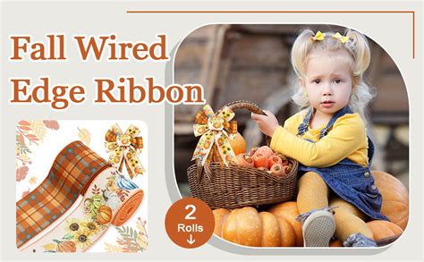 Fall Wired Edge Ribbon Plaid Pumpkin Sunflower Craft Ribbon