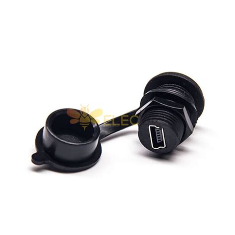 Miniusb 5pin Female M12 Screw Connector Pcb Mount With Contacts Ip67
