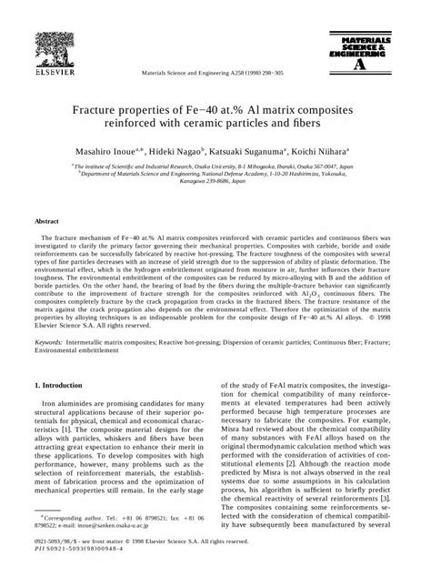 Pdf Fracture Properties Of Fe 40 At Al Matrix Composites Reinforced