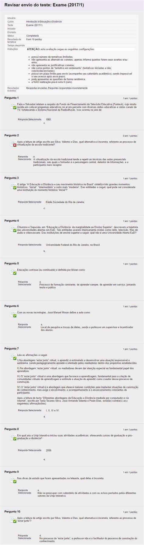 Exame Introdução A Educação A Distancia Unip 20171 Introdução à