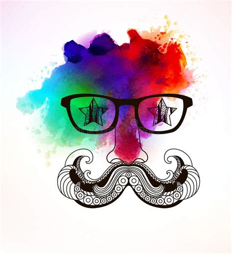 Hipster Style Of Face Silhouette Vector Logo Stock Vector
