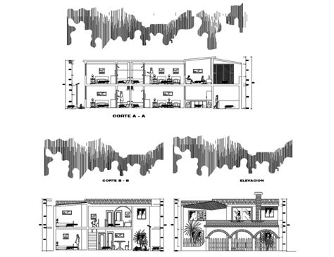 Drawing Of Unfamiliar House Details Autocad File