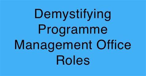 Demystifying Programme Management Office Roles A Complete Guide