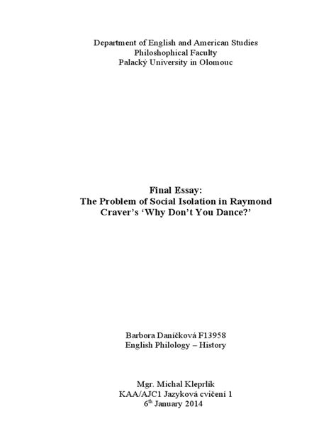 Essay Why Dont You Dance Download Free Pdf Thought