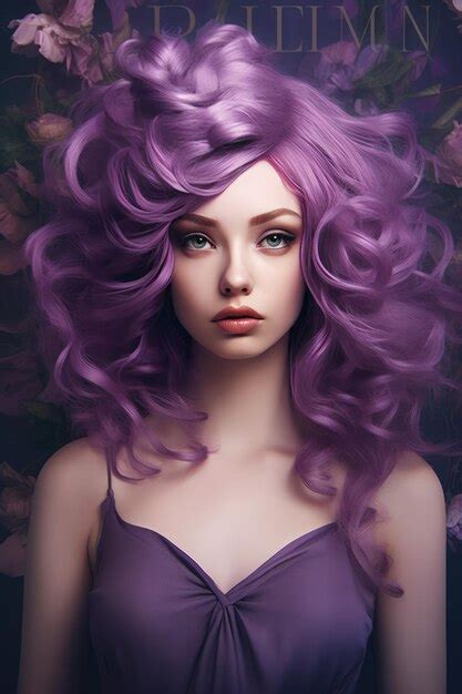 Premium Ai Image Beautiful Purplehaired Woman