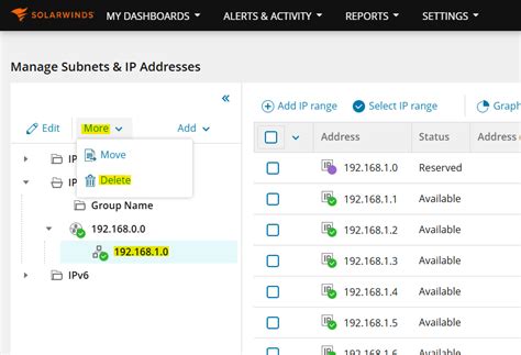 Deleting Group Folder Supernet And Subnet Using The New Ipam Gui