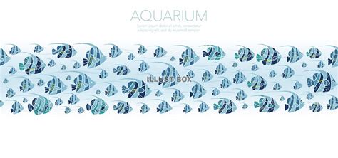 無料イラスト 群れで泳ぐ魚のシームレスな背景イラスト